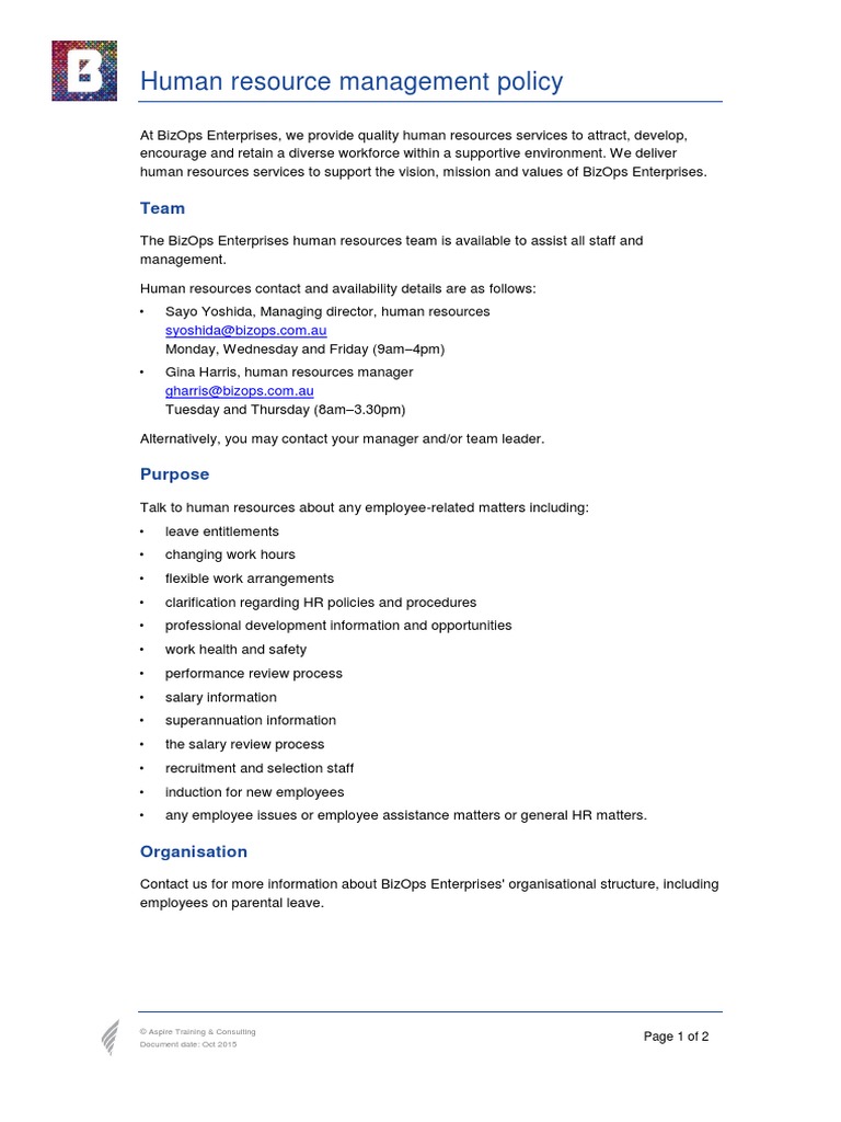 Human Resource Management Policy | PDF