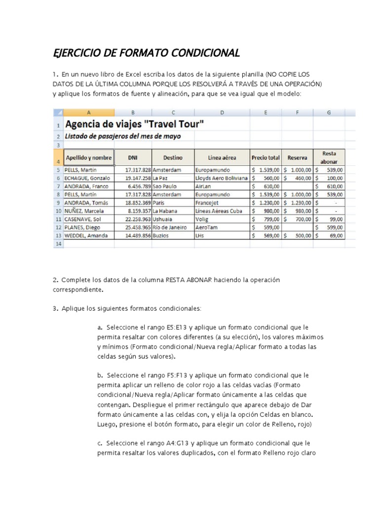 Ejercicio de Formato Condicional | PDF