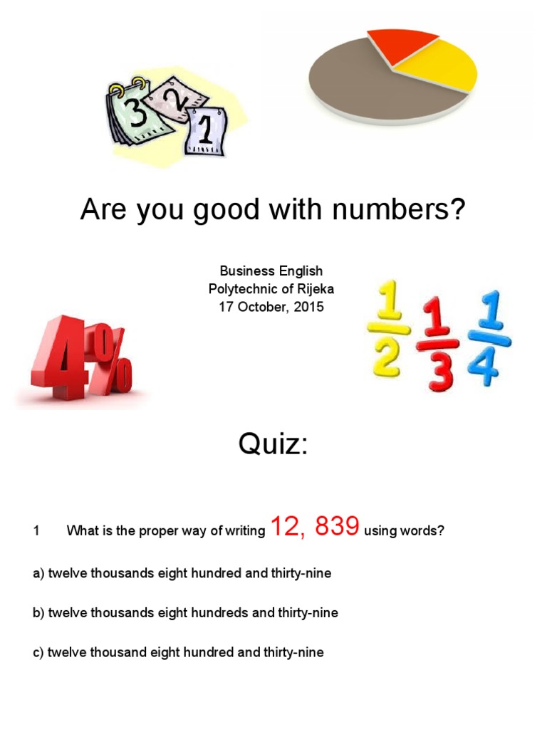 Are You Good With Numbers?: Business English Polytechnic of Rijeka 17 ...