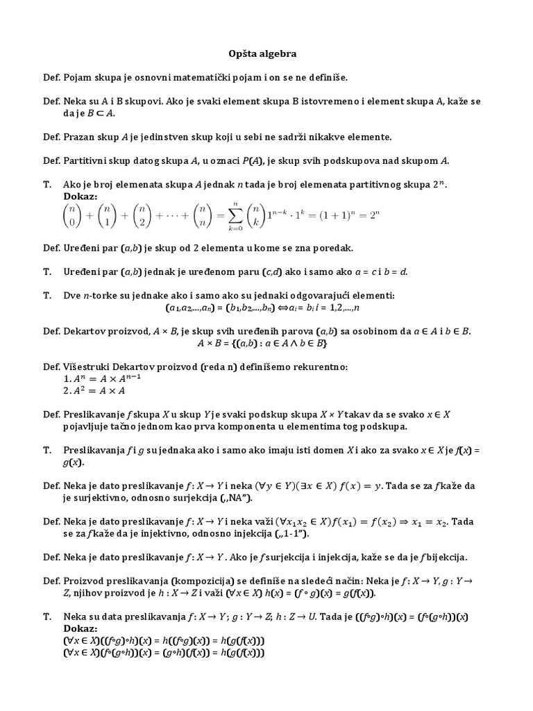 Matematika 1 Skripta | PDF