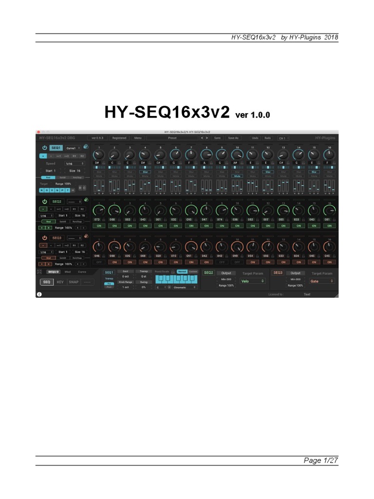 HY-SEQ16x3v2 by HY-Plugins 2018 | PDF | Scale (Music) | License