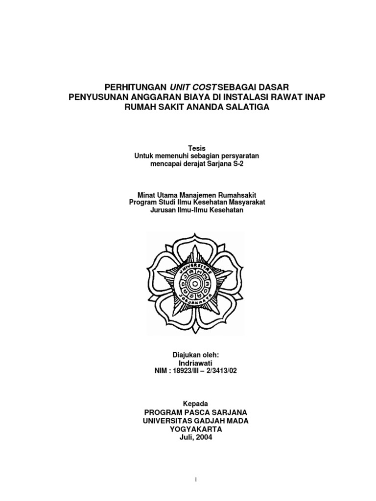 Perhitungan Unit Cost Sebagai Dasar Penyusunan Anggaran Biaya Di ...