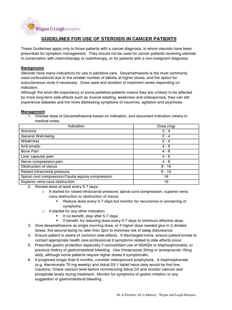 Guidelines For Use of Steroids in Cancer Patients | PDF | Hypoglycemia ...