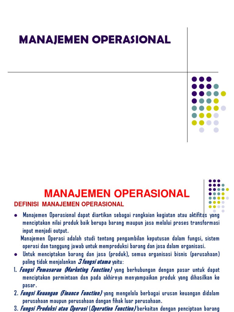 1 - Manajemen Operasional - Pertemuan 1 | PDF