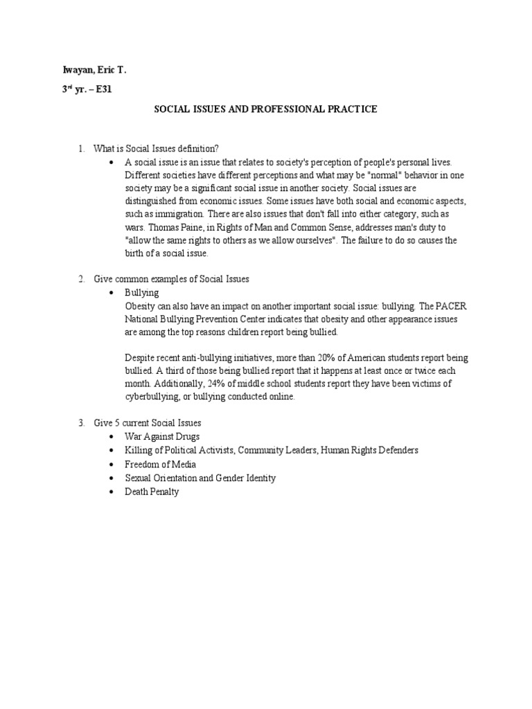 Social Issues and Professional Practice | PDF