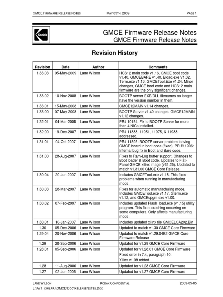 GMCE Firmware Release Notes: Revision History | PDF | Booting | Flash ...