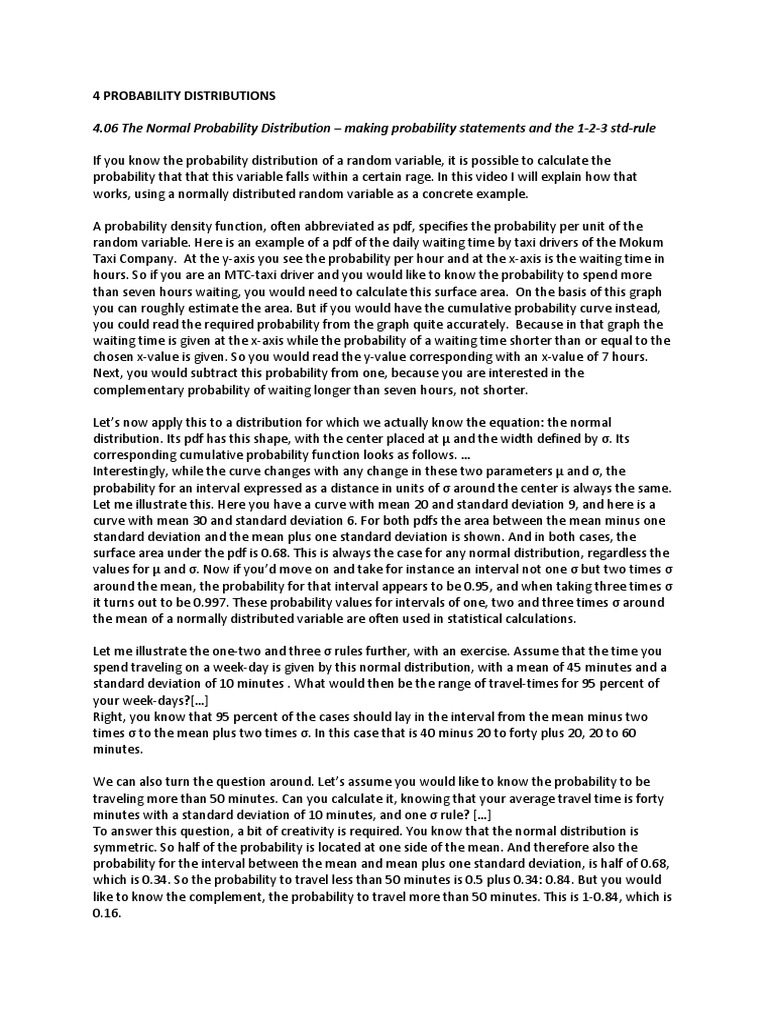 4.06 The Normal Probability Distribution - Making Probability ...