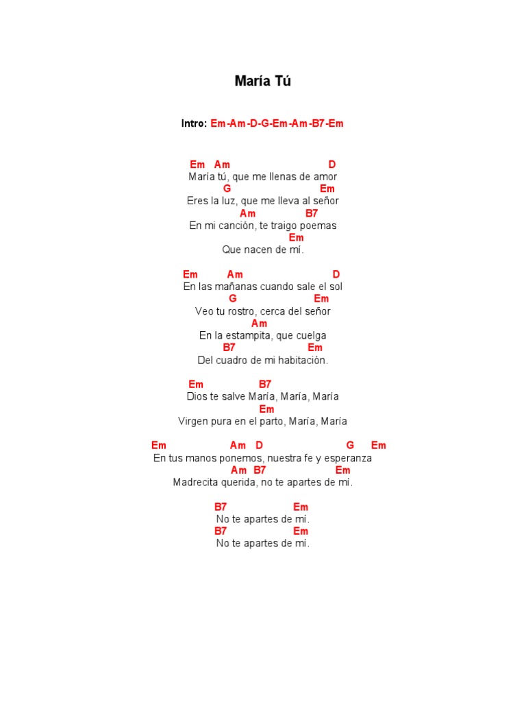 Letra y acordes de "María Tú" | PDF