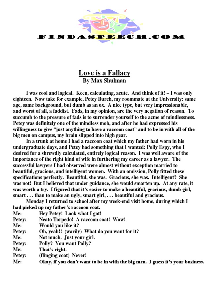 Love Is A Fallacy: by Max Shulman | PDF | Fallacy | Argument