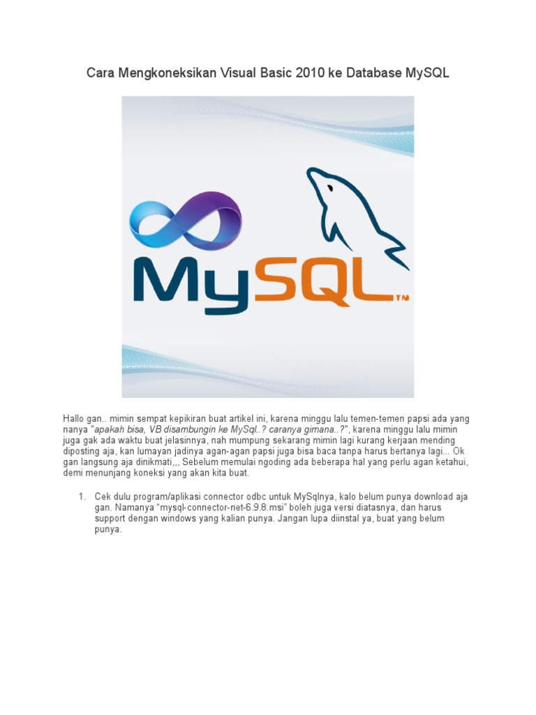 Mengkoneksikan Visual Basic 2010 Ke Database MySQL | PDF