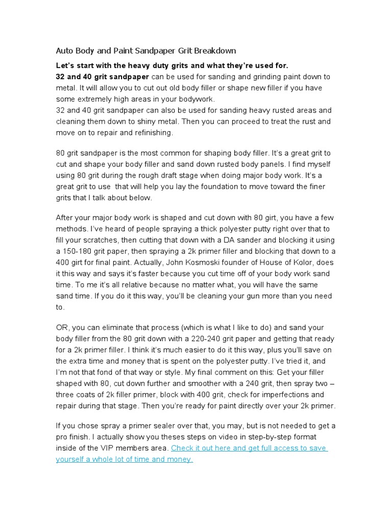 Auto Body and Paint Sandpaper Grit Breakdown | PDF | Paint | Metalworking