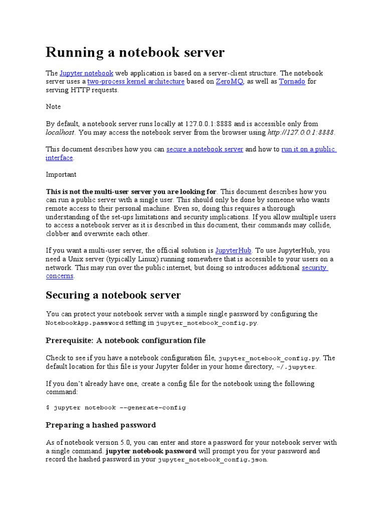 Running A Notebook Server | PDF | Password | Public Key Certificate