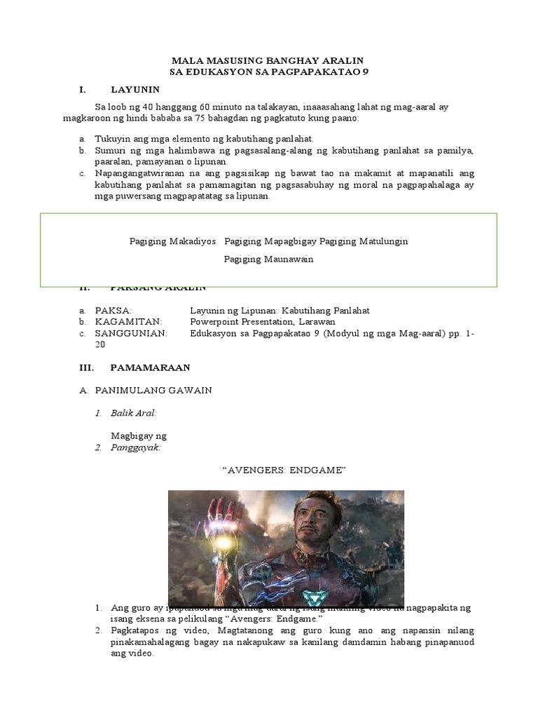 Sample Lesson Plan For ESP 9 | PDF