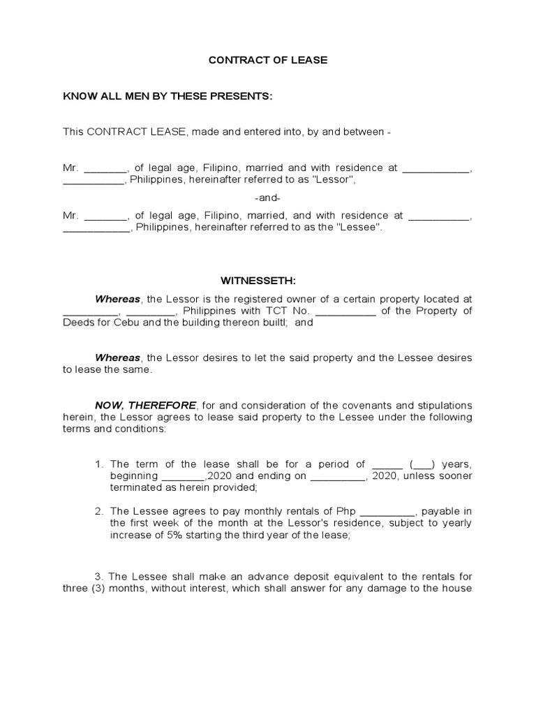 Contract of Lease | PDF | Natural Resources Law | Lease