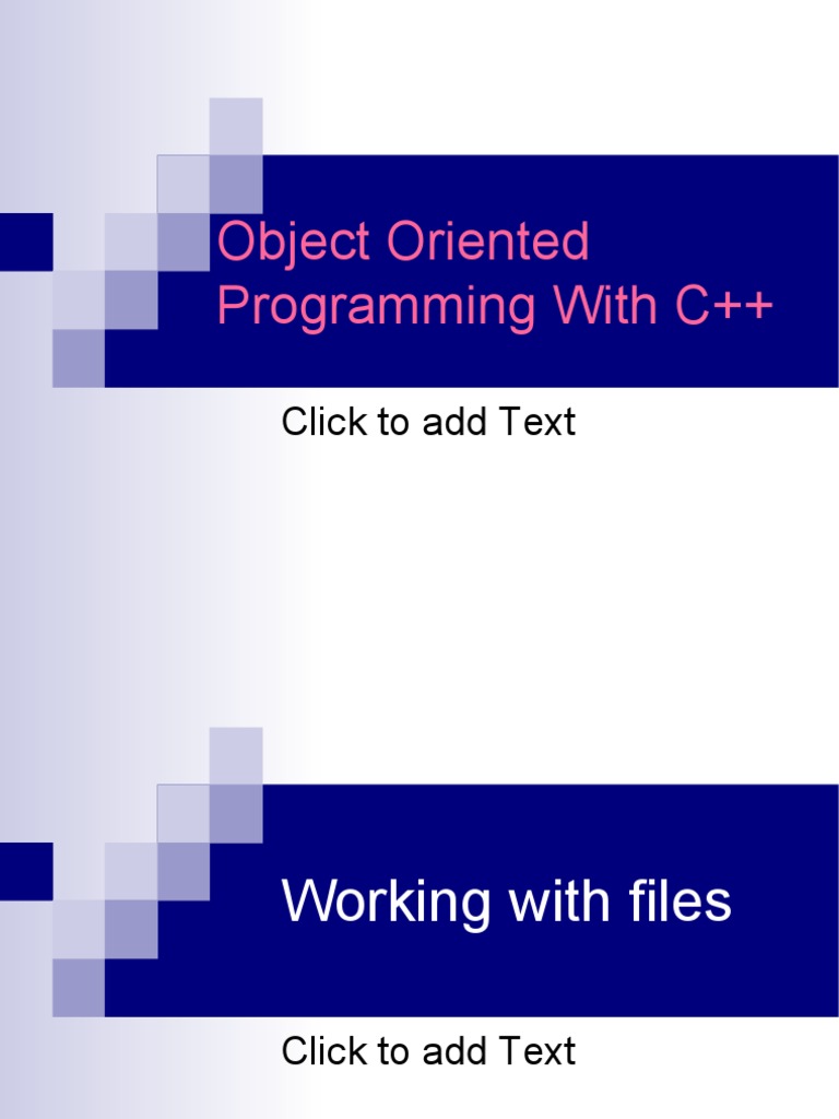 Object Oriented Programming With C++: Click To Add Text | PDF | Text File | Pointer (Computer ...