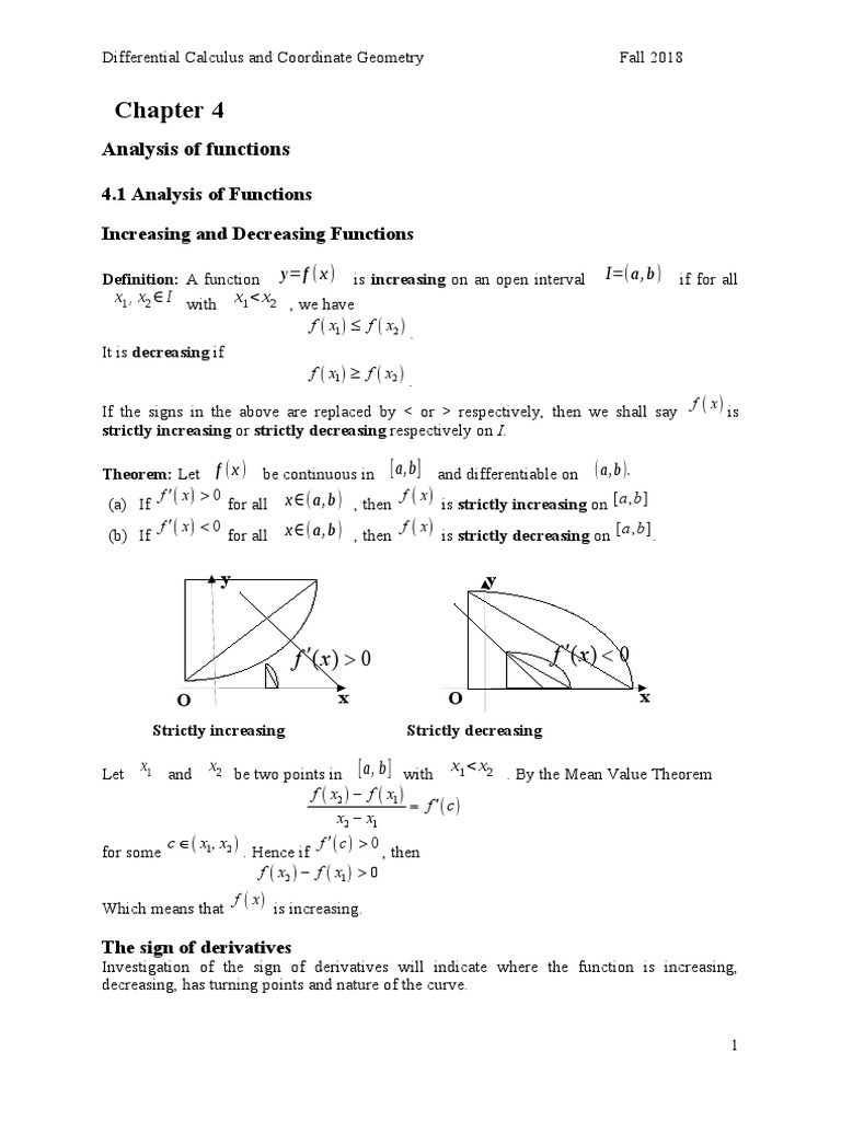 4.1 Analysis of Functions Increasing and Decreasing Functions | PDF ...