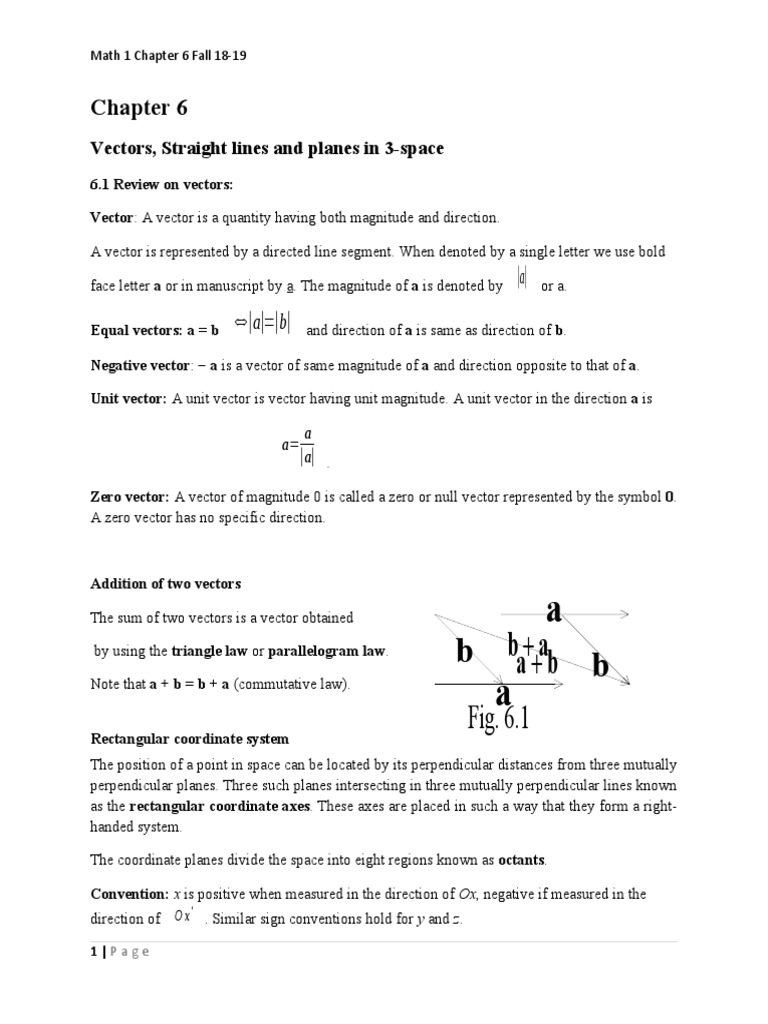 Math 1 Chapter 6 Full | PDF | Plane (Geometry) | Line (Geometry)