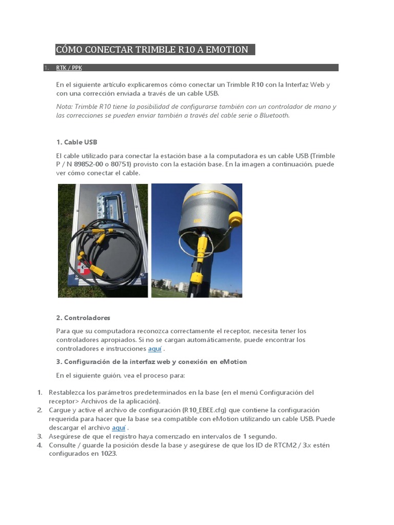 Conexión Trimble R10 a eMotion | PDF | Bluetooth | USB