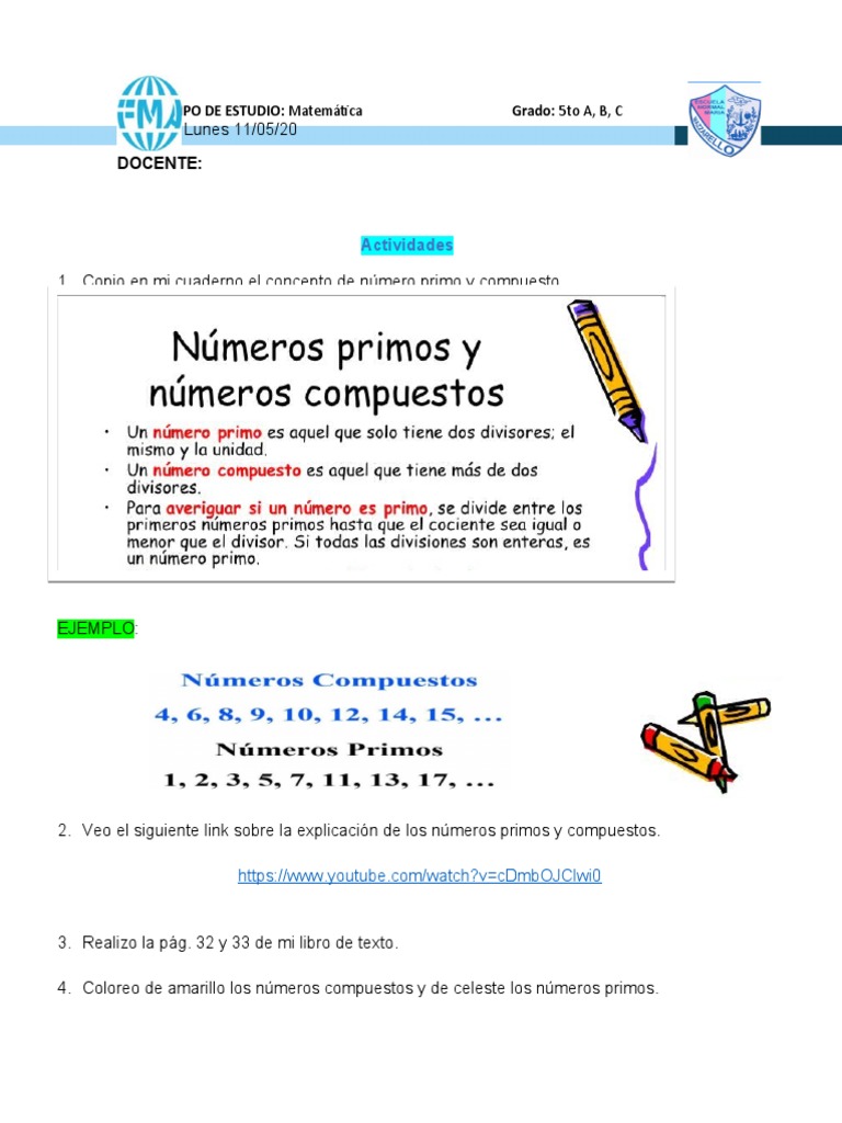 Numeros Primos y Compuestos | PDF | Métodos y materiales de enseñanza