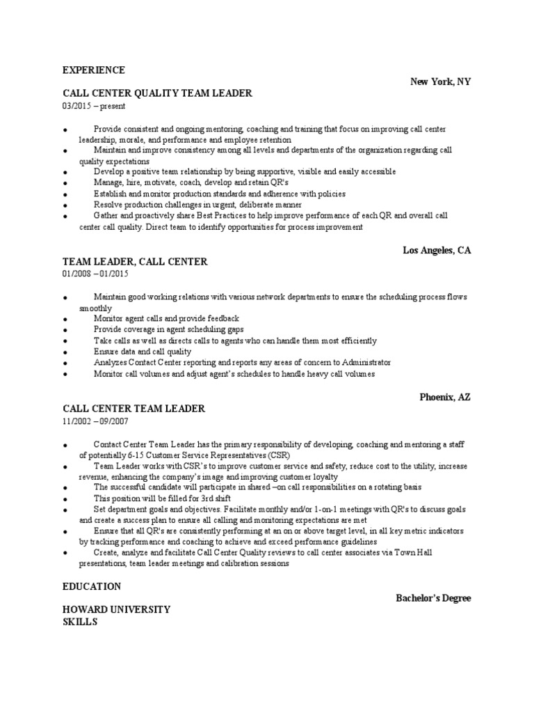 Team Leader Call Center | PDF | Call Centre | Mentorship