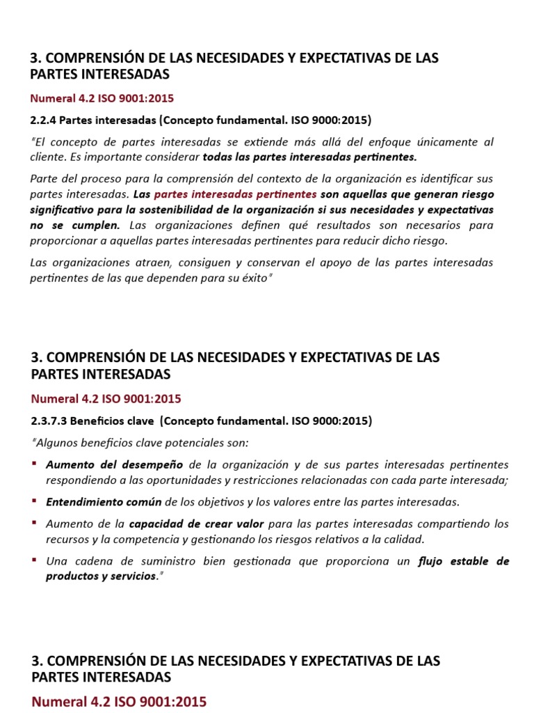 Partes Interesadas (Num.4.2 Iso 9001) | PDF | Calidad (comercial ...