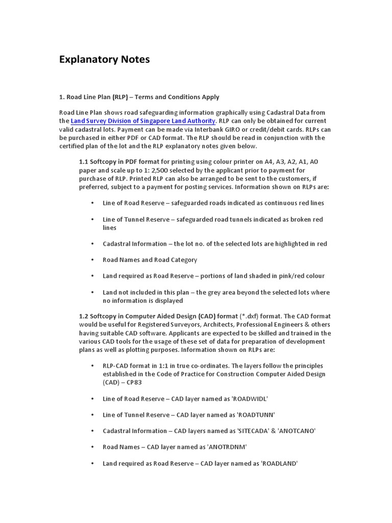 Road Line Plan Guidelines Singapore | PDF | Surveying | Computer Aided ...