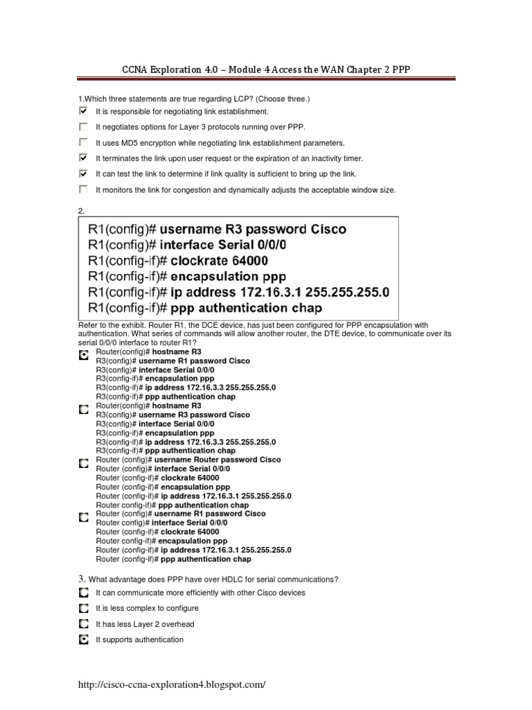CCNA Exploration 4.0 - Module 4 Access The WAN Chapter 2 PPP | PDF | Router (Computing ...