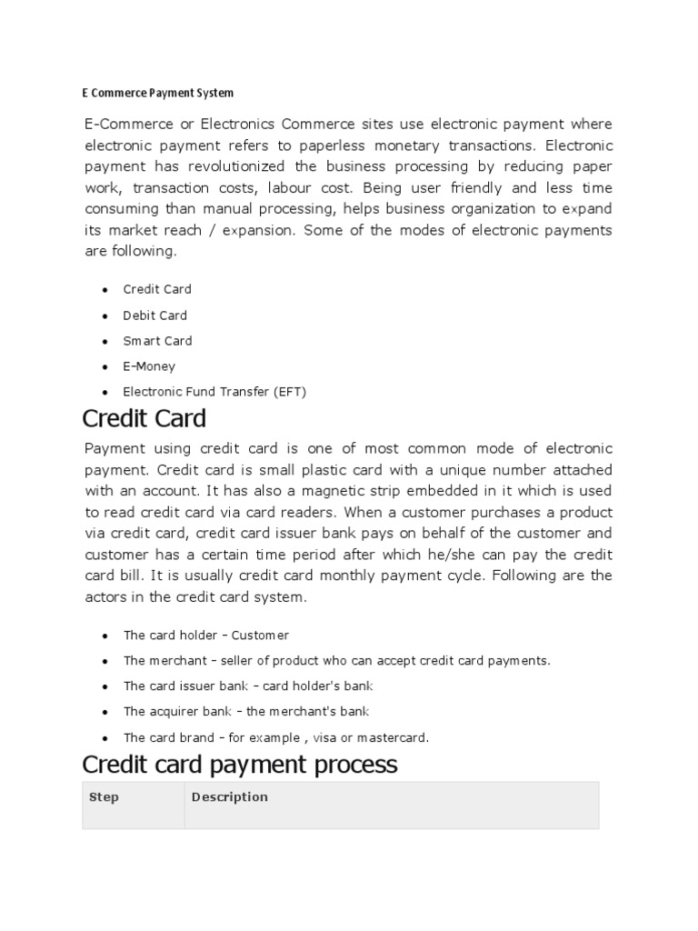E-Commerce Electronic Payment Methods | PDF | Credit Card | Debit Card