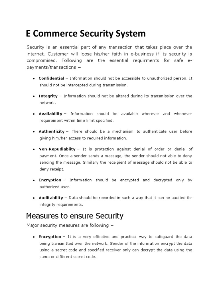 E-Commerce Security Measures Explained | PDF | Hypertext Transfer ...