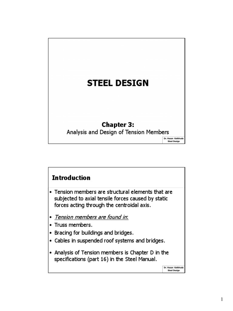Steel Design: Analysis and Design of Tension Members | PDF | Strength ...