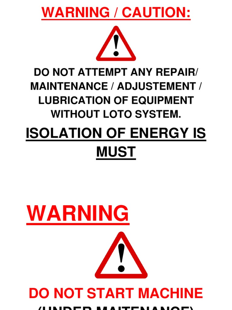 Warning Caution Loto | PDF