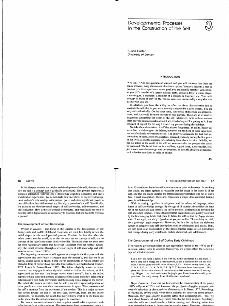 Harter-Developmental Processes in The Construction of The Self PDF ...