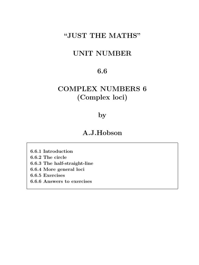 Loci of Complex Numbers Explained | PDF | Circle | Complex Number