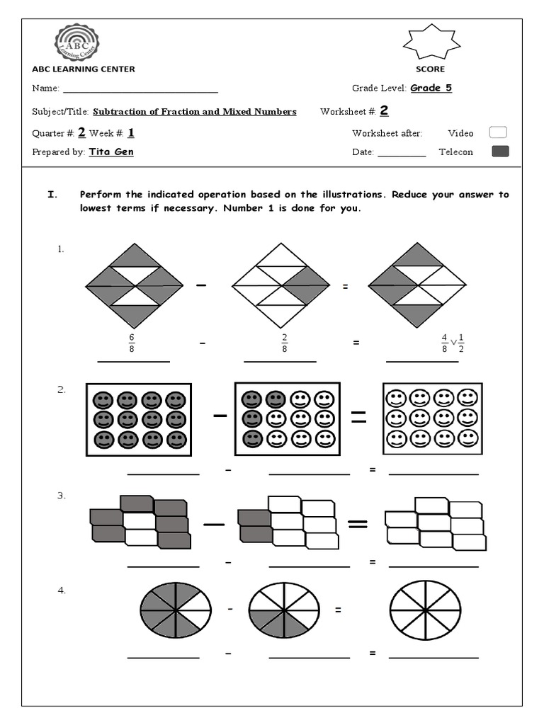 Private Files Math 5 - Q2-Week 1 - Worksheet #2 | PDF