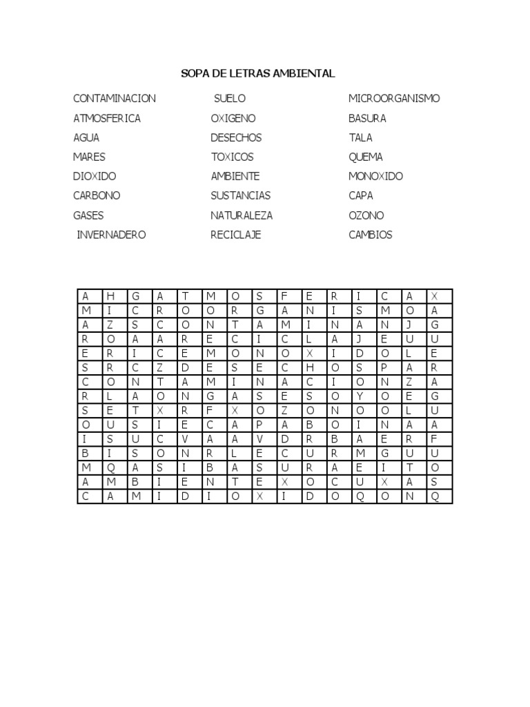 Sopa de Letras Ambiental | PDF