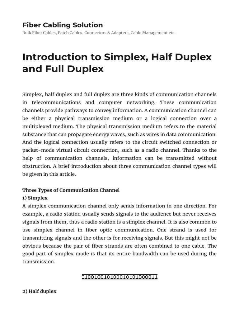 Communication Channels: Simplex, Half, Full Duplex | PDF | Duplex ...