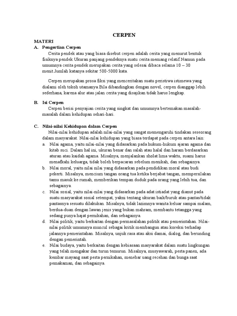 CERPEN | PDF | Seni & Disiplin Bahasa