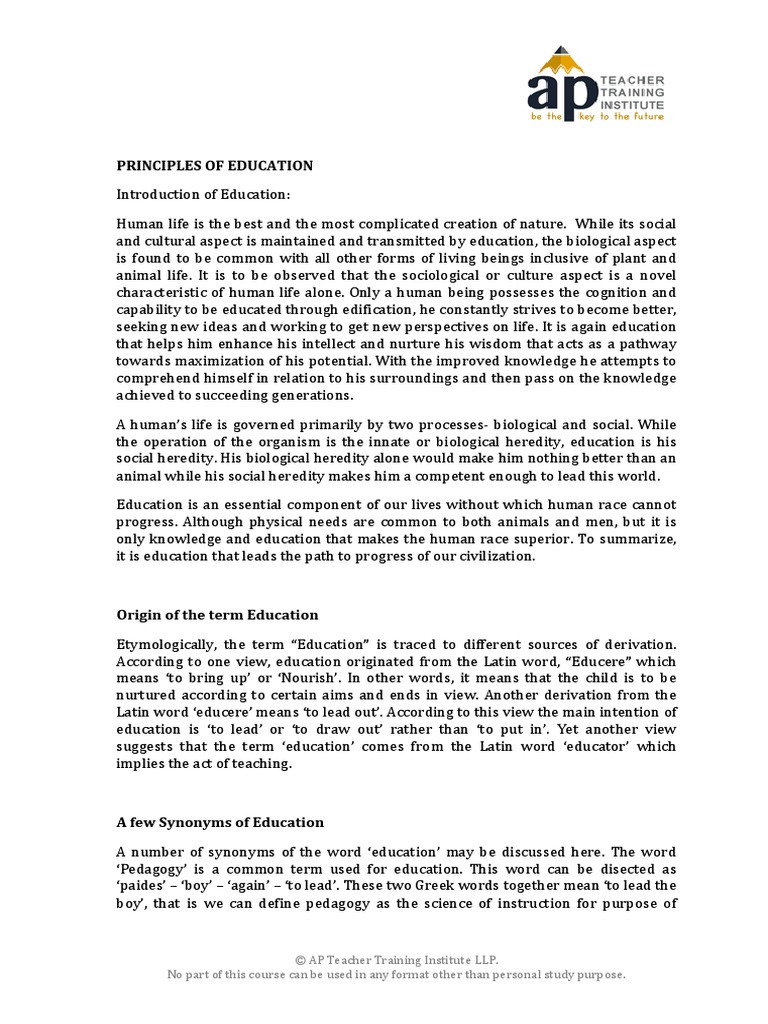 Principles of Education | Download Free PDF | Family | John Dewey