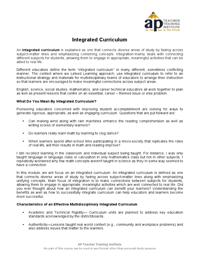 What Do You Mean by Integrated Curriculum? | PDF | Interdisciplinarity ...