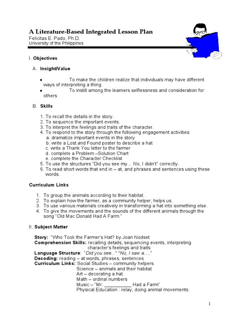 Literature-Based Lesson Plan for Kids | PDF | Lesson Plan | Cognition