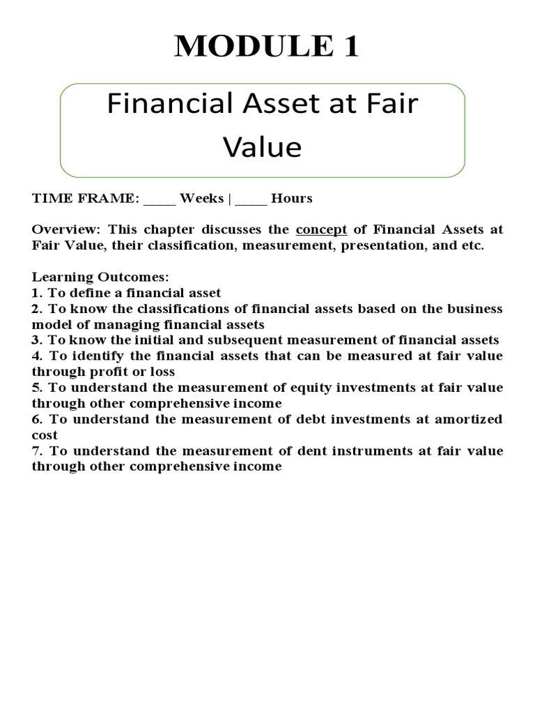 Module 1 - FA at FV | PDF | Fair Value | Book Value