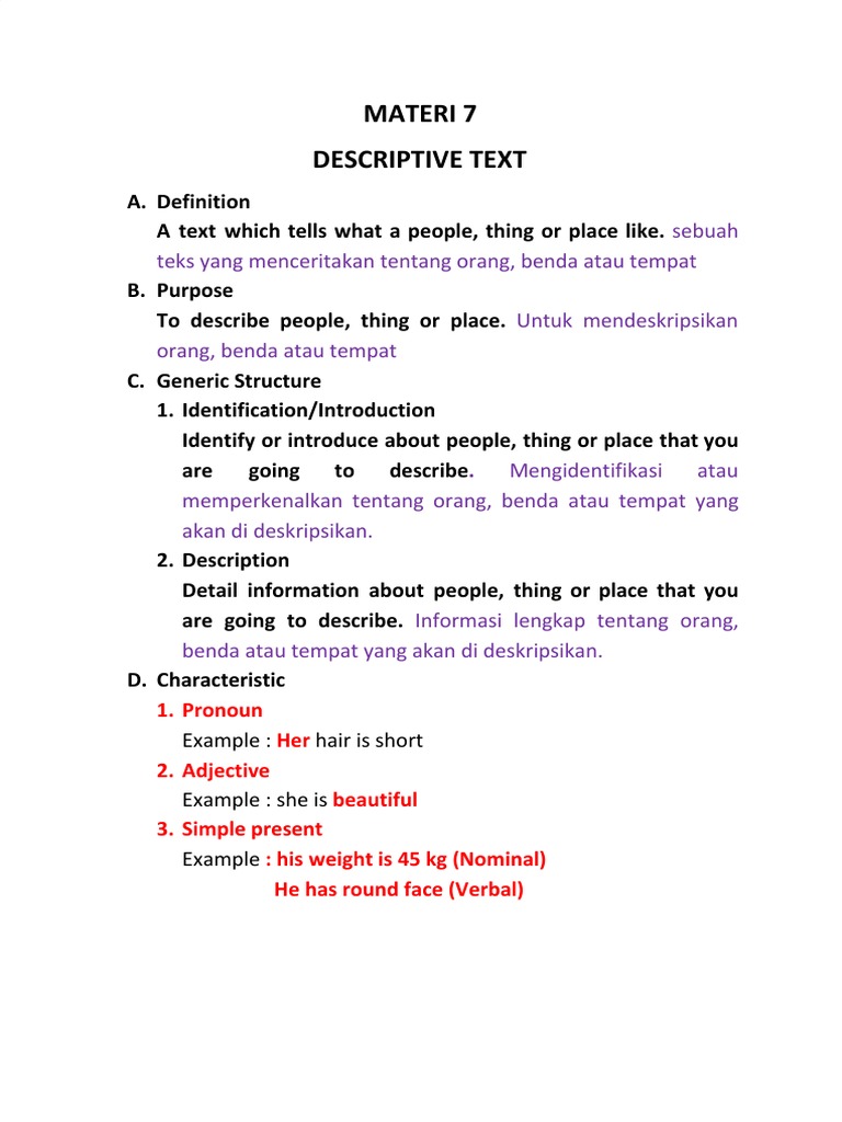 Materi 7 Descriptive Text | PDF