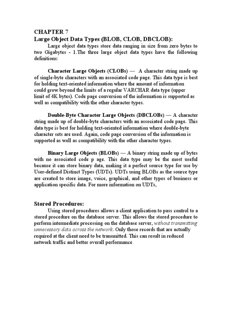 Large Object Data Types (Blob, Clob, Dbclob) :: Character Large Objects (Clobs) - A Character ...