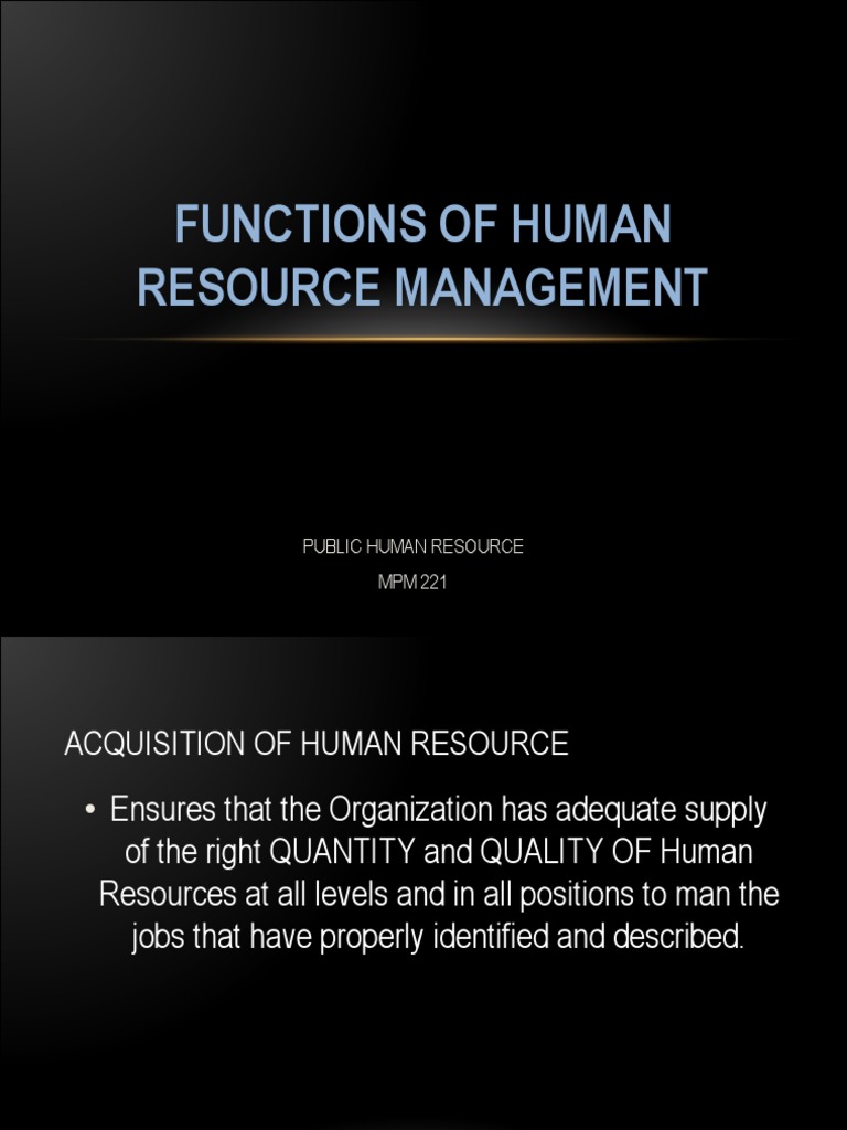 Functions of Human Resource Management | PDF | Recruitment | Human ...