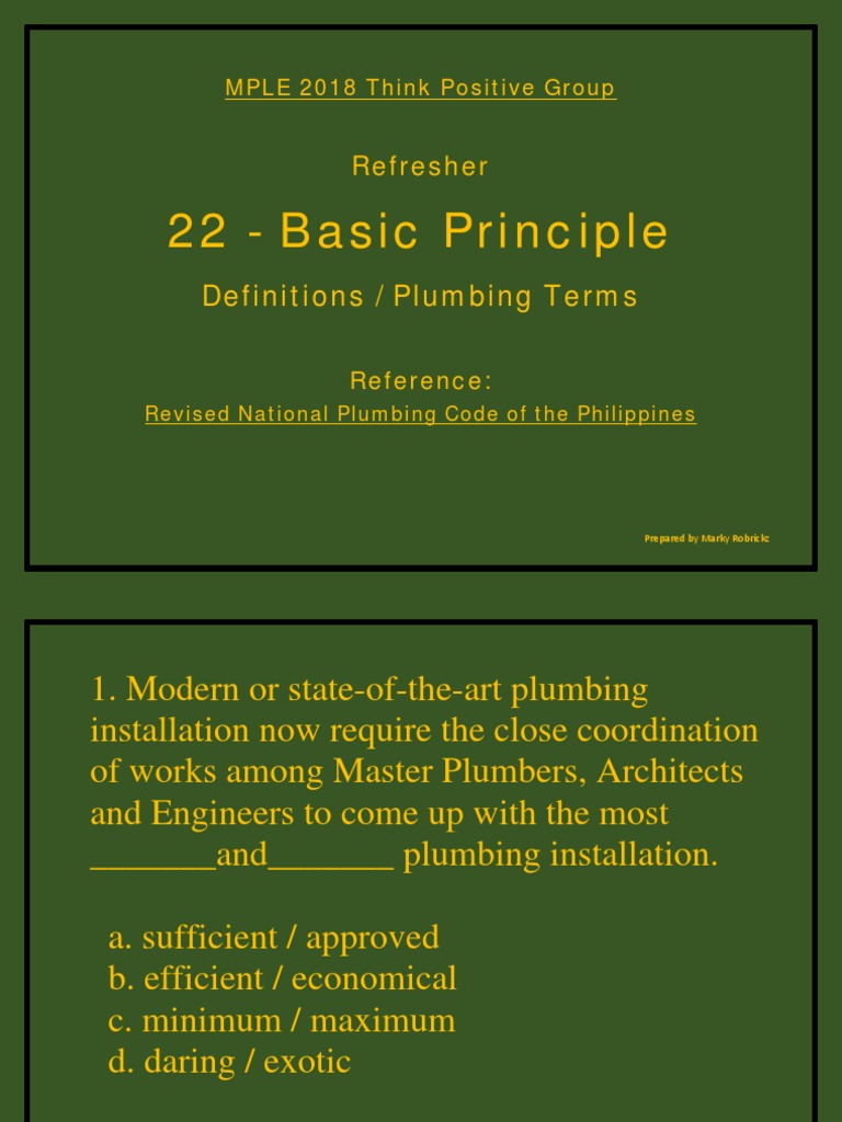 22 Basic Principles | PDF | Sewage | Plumbing