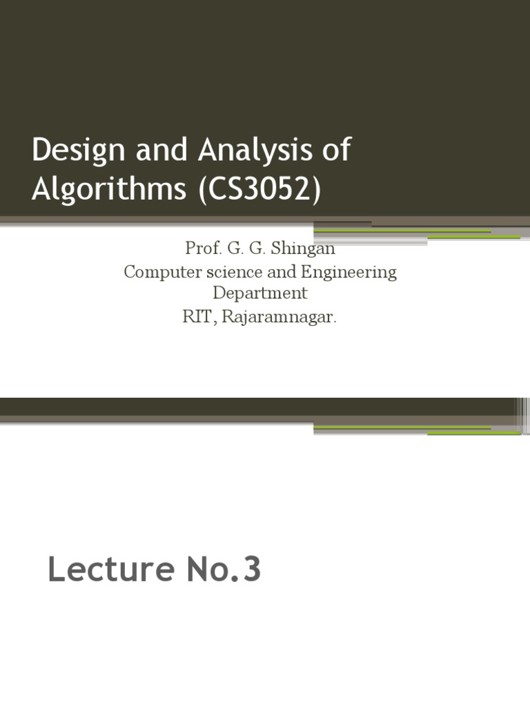 Design And Analysis Of Algorithms Cs3052 Pdf Time Complexity Subroutine