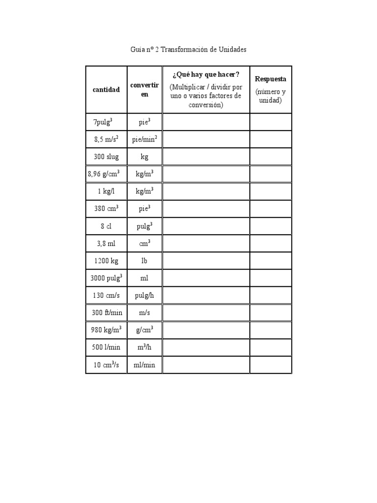 Guía N° 2 Transformación de Unidades | PDF
