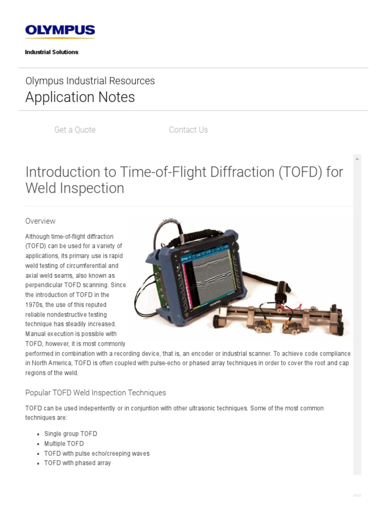 Introduction To Time-of-Flight Diffraction (TOFD) For Weld Inspection ...