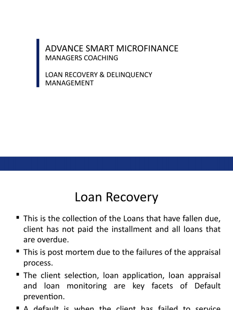 Lending Process - Loan Recovery, Delinquency Management | PDF ...