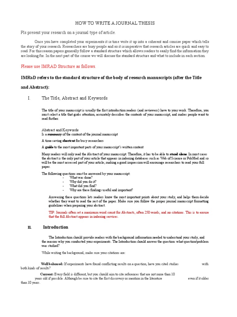 Format For Thesis in Journal Form | PDF | Abstract (Summary) | Experiment